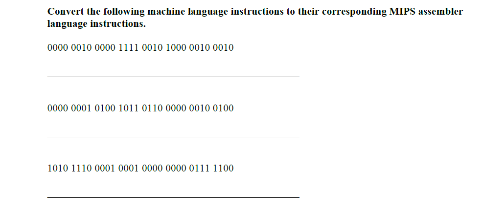 Solved Can you convert these machine language instructions | Chegg.com