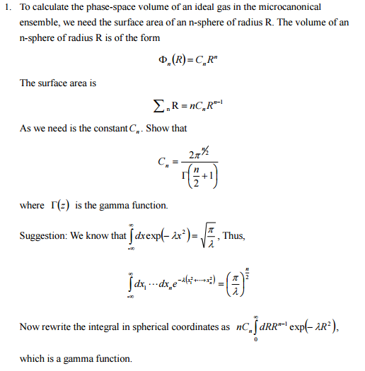 Solved To calculate the phase-space volume of an ideal gas | Chegg.com