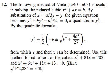 Solved The following method of Vieta (1540-1603) is useful | Chegg.com