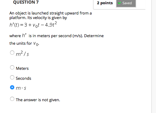 Solved QUESTION 7 An object is launched straight upward from | Chegg.com