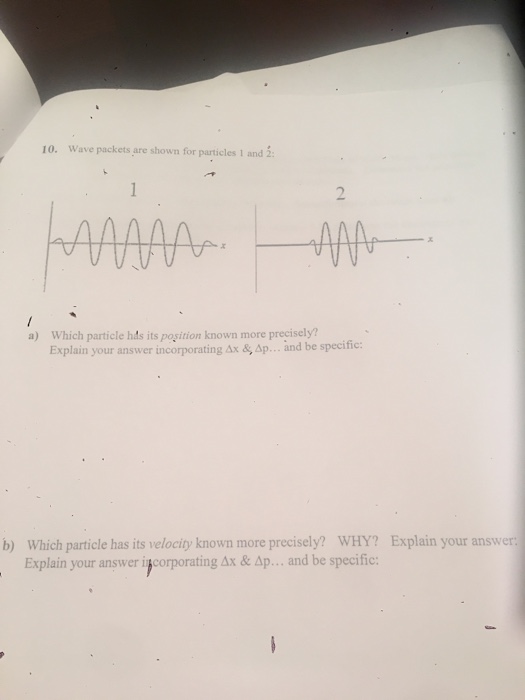 Solved Wave packets are shown for particles 1 and 2: Which | Chegg.com