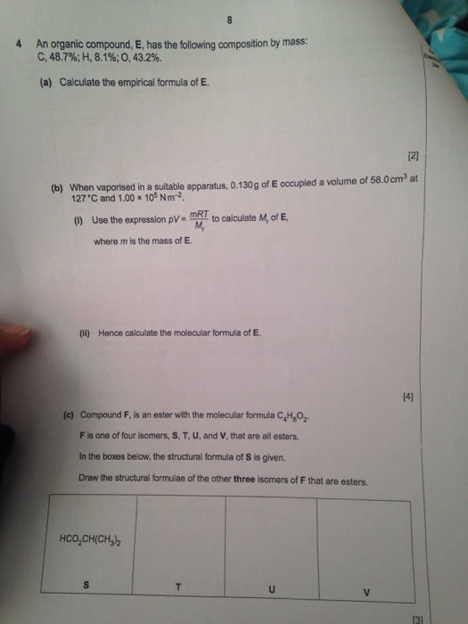 Solved An organic compound, E, has the following composition | Chegg.com