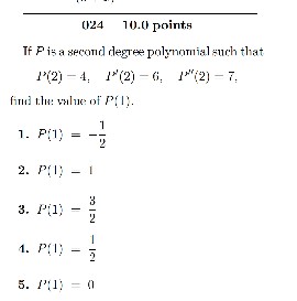 Solved If P is a second degree polynomial such that P(2) - | Chegg.com