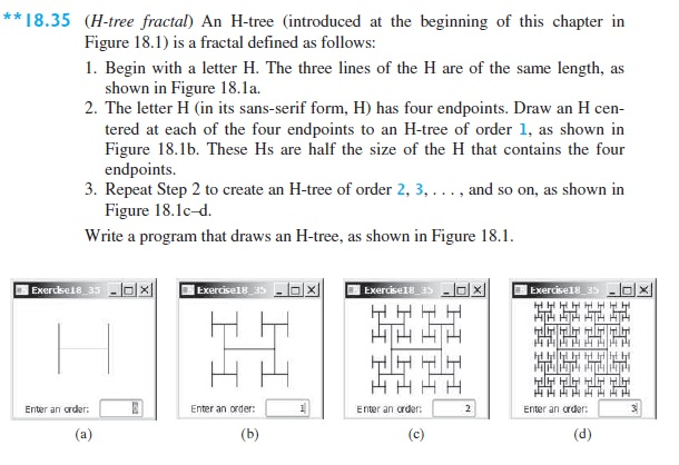 Solved (H-tree fractal) An H-tree (introduced at the | Chegg.com