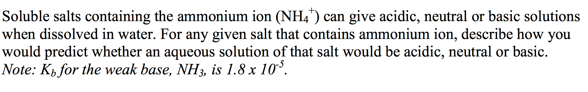 Solved Soluble salts containing the ammonium ion (NH4^+) can | Chegg.com