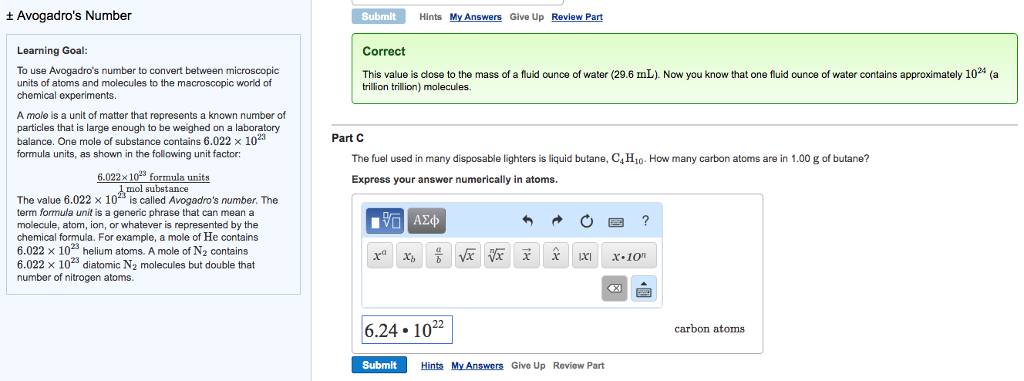 Solved To use Avogadro's number to convert between | Chegg.com
