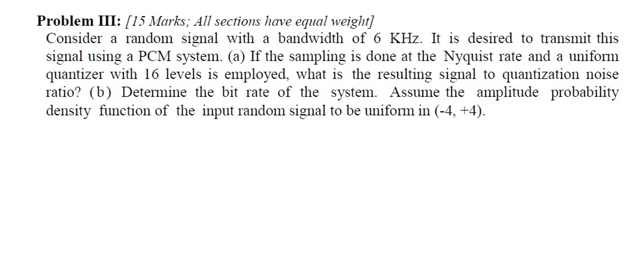 Solved Consider A Random Signal With A Bandwidth Of 6 Khz 5445