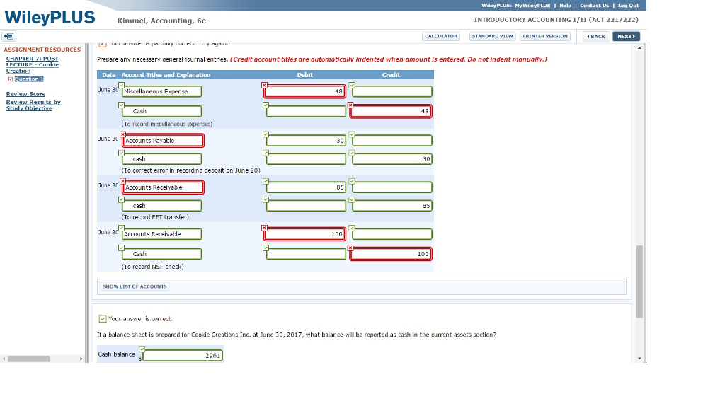 Solved Accounting Question: How can I fix my mistakes, | Chegg.com