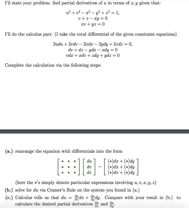 Solved I'll state your problem: find partial derivatives of | Chegg.com