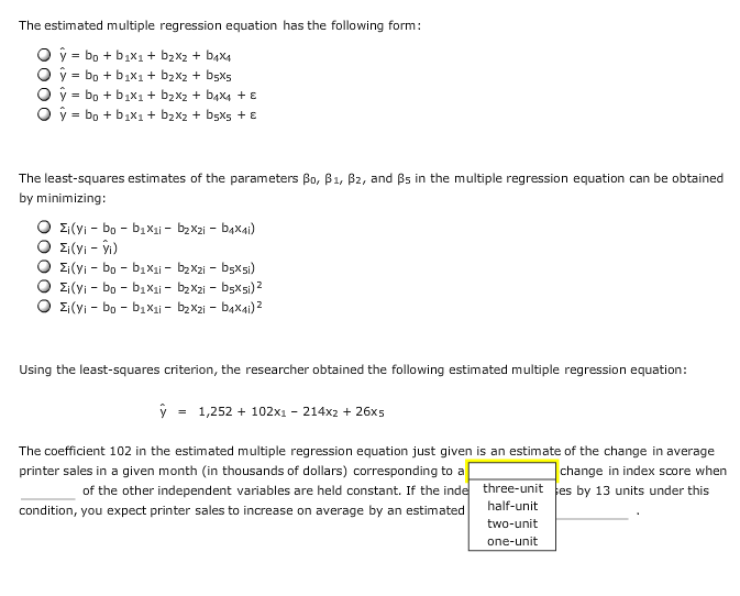Solved 1. Multiple regression model and the least-squares | Chegg.com