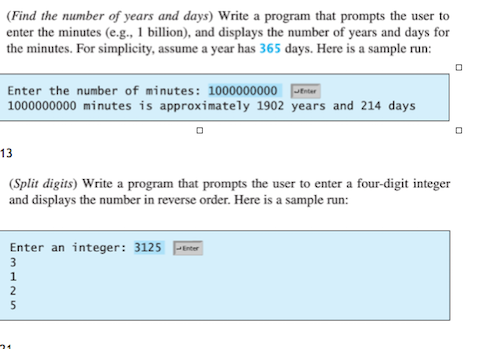 Solved (Find the number of years and days) Write a program | Chegg.com