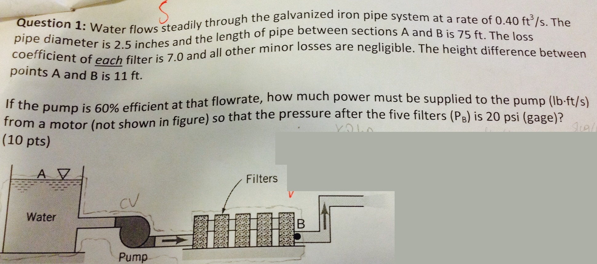 Solved Water flows steadily through the galvanized iron pipe | Chegg.com