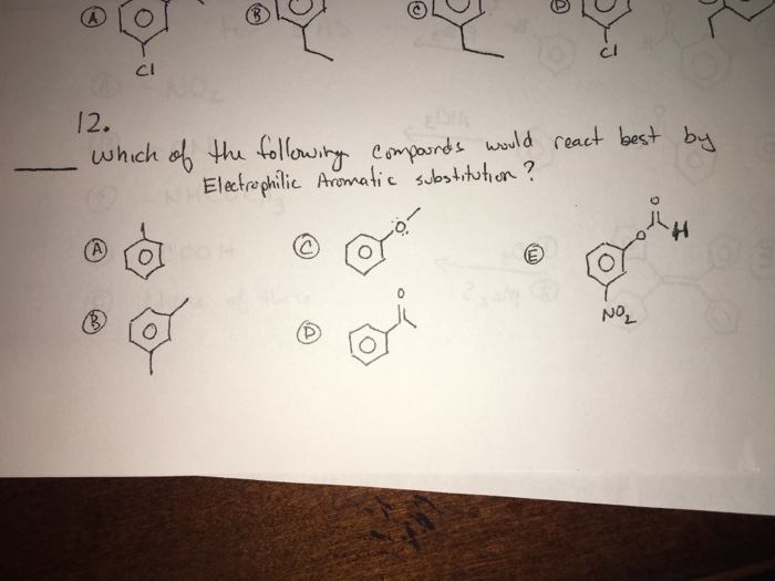 Solved Which of the following compounds would react best by | Chegg.com