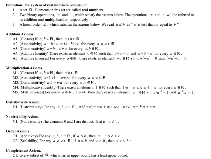 Solved Definition. The system of real numbers consists of: | Chegg.com