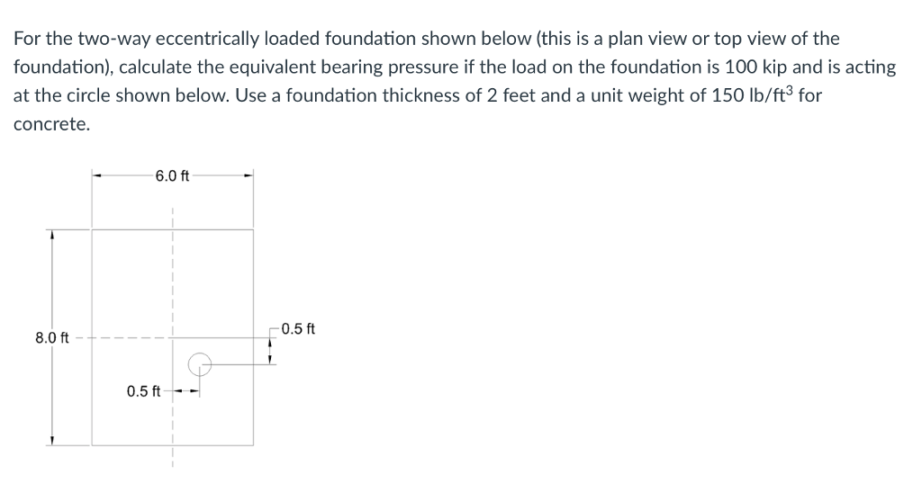 Solved For the two-way eccentrically loaded foundation shown | Chegg.com