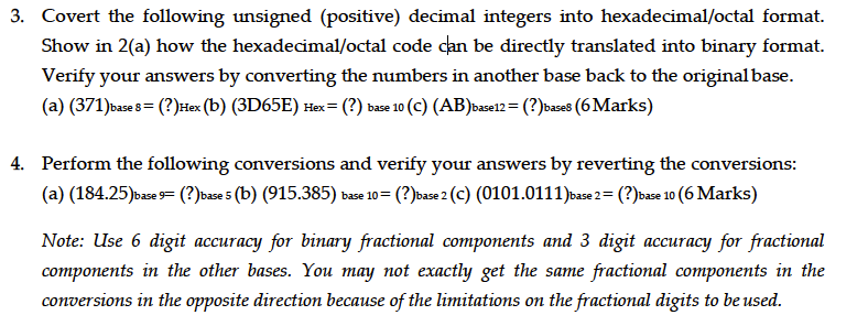Solved Covert The Following Unsigned Positive Decimal