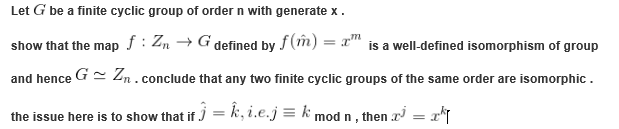 Solved Let G be a finite cyclic group of order n with | Chegg.com