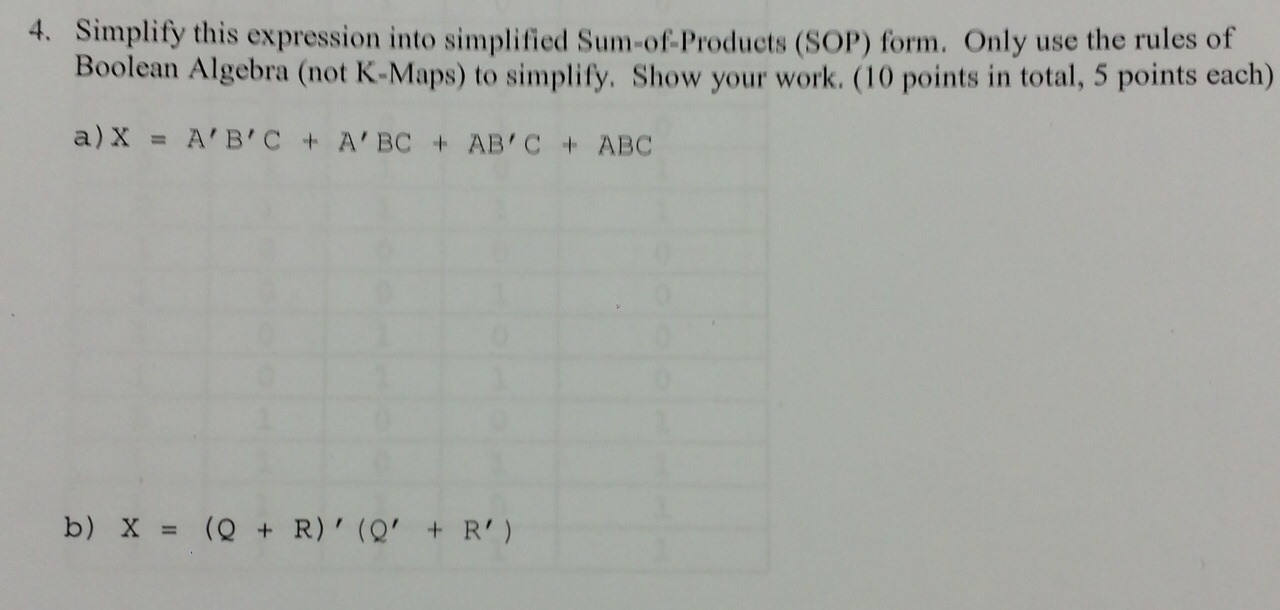 Solved 4 Simplify This Expression Into Simplified 