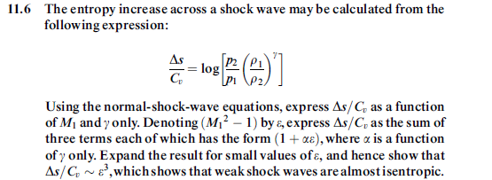 Solved The entropy increase across a shock wave may be | Chegg.com
