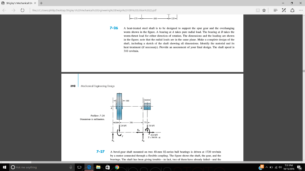 This problem is from Shigley's Mechanical Engineering | Chegg.com This problem is from Shigley's Mechanical Engineering | Chegg.com