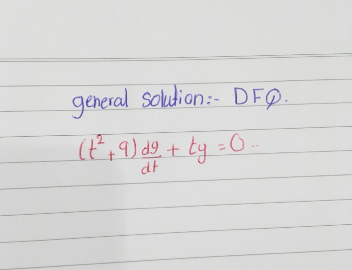 Solved General solution: DFQ (t^2 + 9) dy/dt + ty = 0 | Chegg.com
