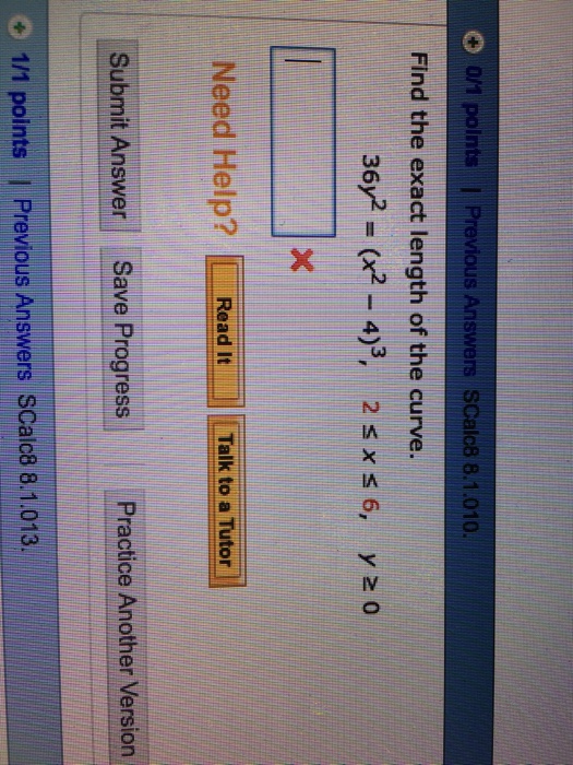 Solved Find The Exact Length Of The Curve 36y 2 x 2 Chegg