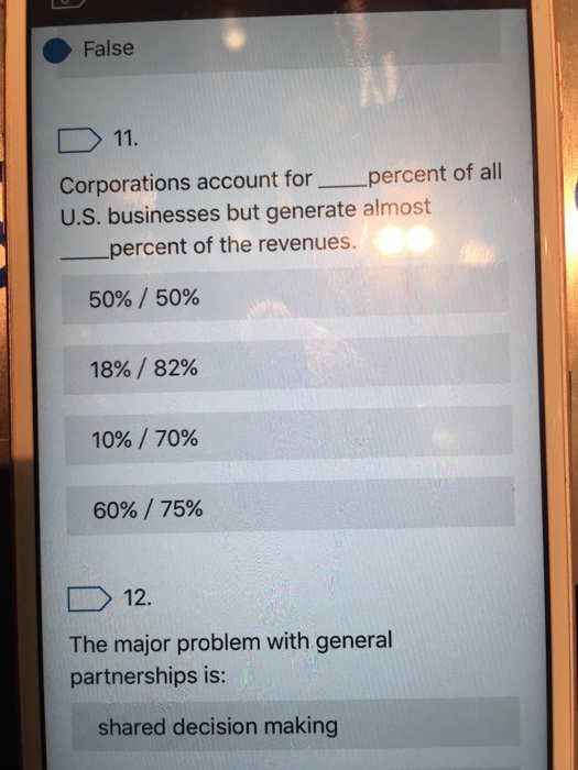 Solved Corporations account for percent of all U.S. | Chegg.com