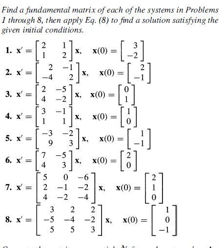 Solved Find a fundamental matrix of each of the systems in | Chegg.com