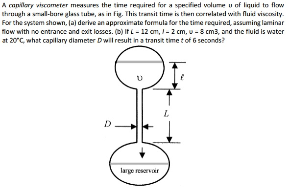 Solved A capillary viscometer measures the time required for | Chegg.com