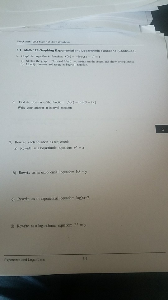 Solved WVU Math 129 &Math 155 Joint Workbook 5.1 Math 129 | Chegg.com