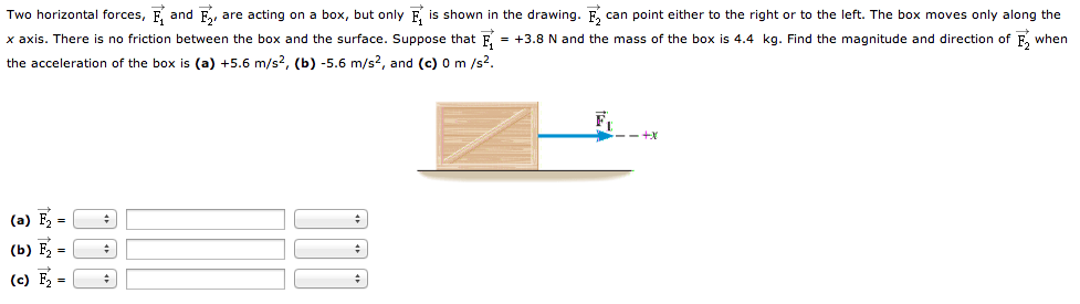 Solved Two horizontal forces, and are acting on a box, but | Chegg.com