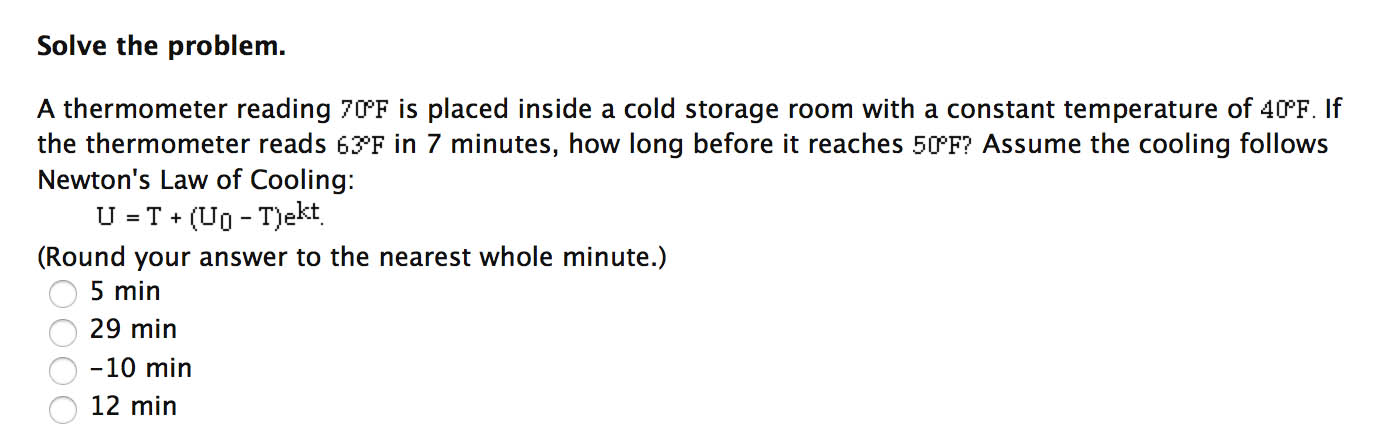 Solved Solve the problem. A thermometer reading 70 degree F | Chegg.com