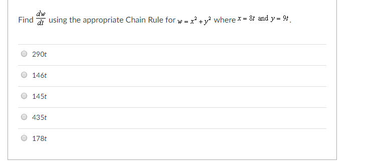 Solved dw Find T using the appropriate Chain Rule for w = x2 | Chegg.com