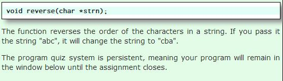 Solved void reverse(char strn); The function reverses the | Chegg.com