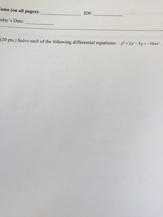 Solved Solve each of the following differential equations: | Chegg.com