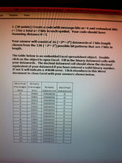 Create a code with message bits m 4 and redundant | Chegg.com