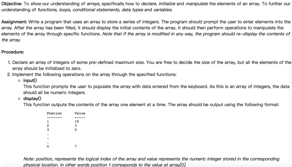 Solved Objective To Show Our Understanding Of Arrays