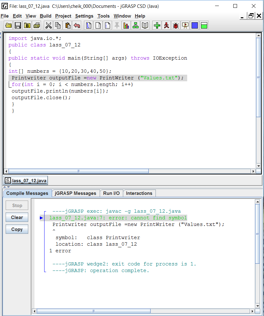 Solved Lab_07-12 The following program saving the contents | Chegg.com