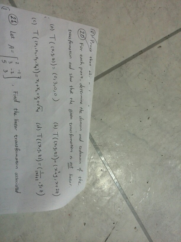 Solved For each part, determine the domain and codomain of | Chegg.com