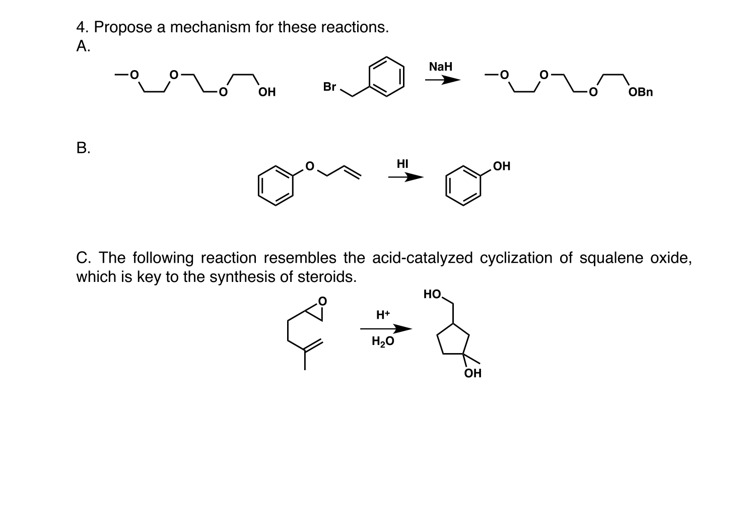 Solved 4. Propose a mechanism for these reactions. C. The | Chegg.com