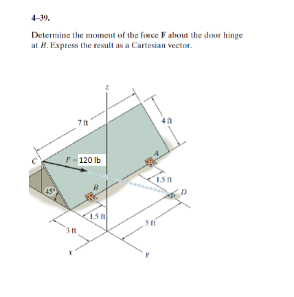 Solved Determine the moment of the force F about the door | Chegg.com