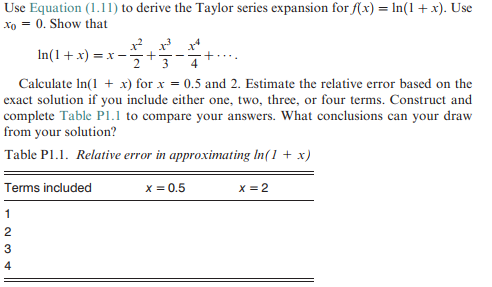 Solved Use Equation (1, 11) to derive the Taylor series | Chegg.com