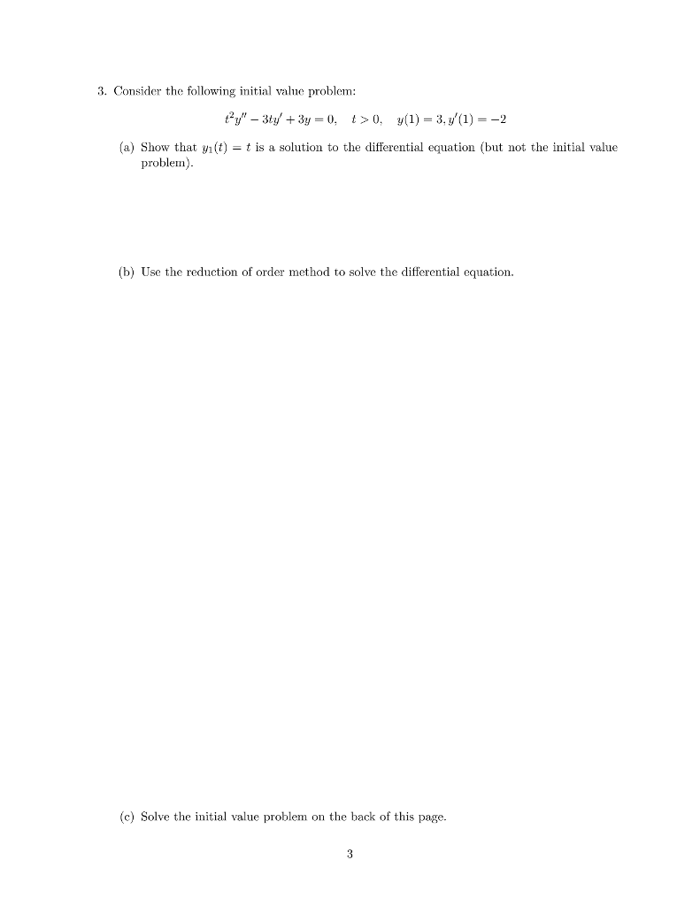 Solved Consider the following initial value problem: t^2y" | Chegg.com