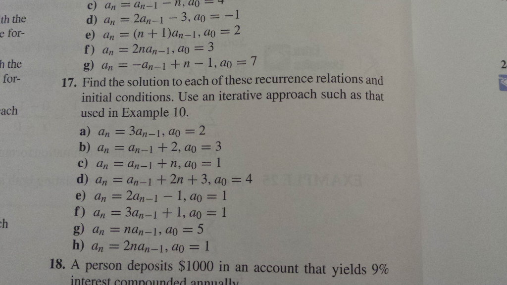Solved Find the solution to each of these recurrence | Chegg.com