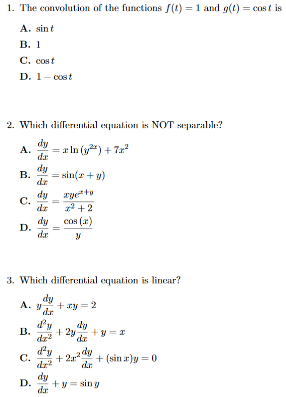 Solved 1 The Convolution Of The Functions F T 1 And