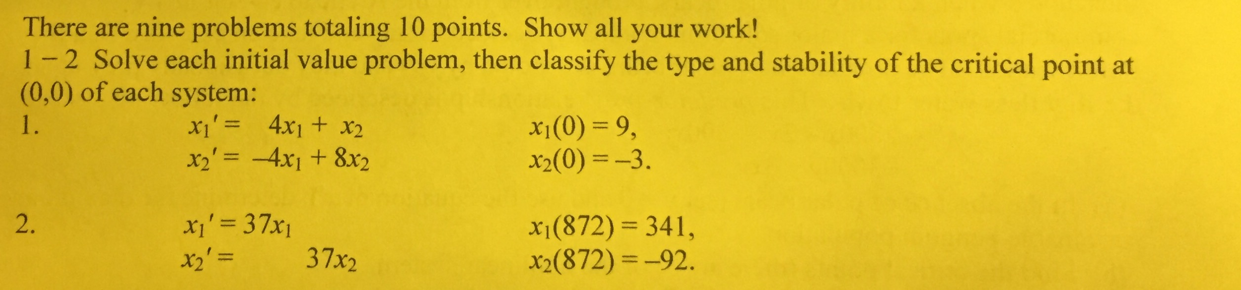 Solved There are nine problems totaling 10 points. Show all | Chegg.com