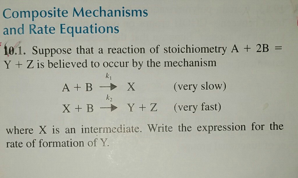 Solved Composite Mechanisms and Rate Equations 0.1. Suppose | Chegg.com