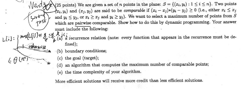 Solved We are given a set of n points in the plane: S = | Chegg.com