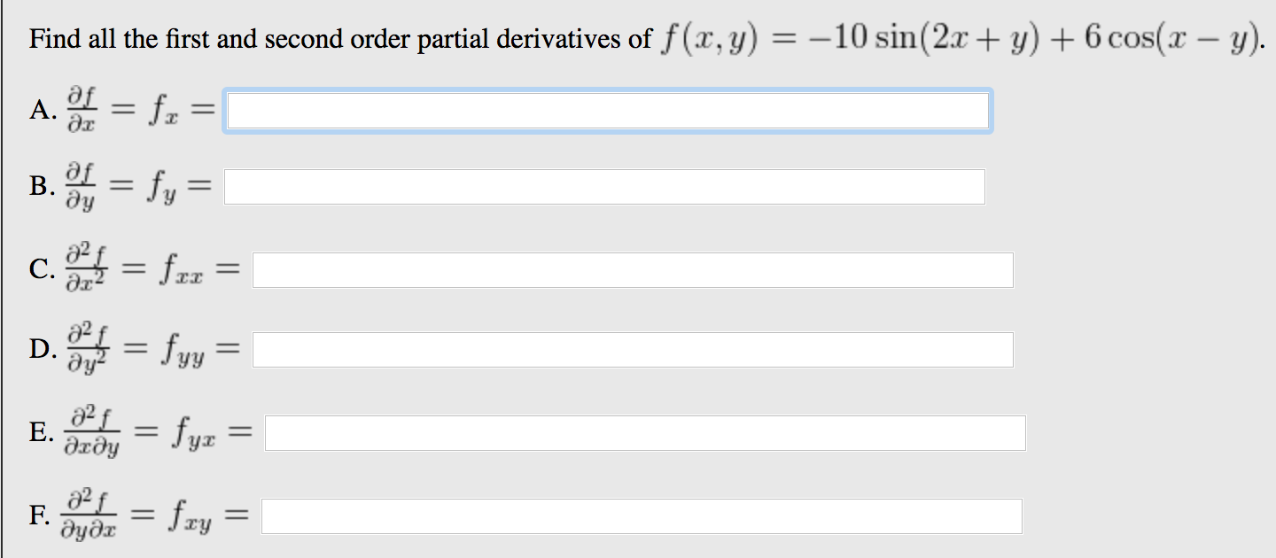 Solved Find all the first and second order partial | Chegg.com