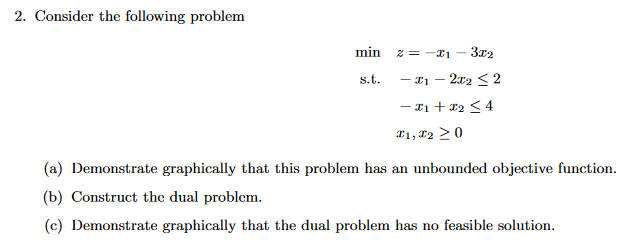 Solved 2. Consider the following problem min z=-r1-322 (a) | Chegg.com